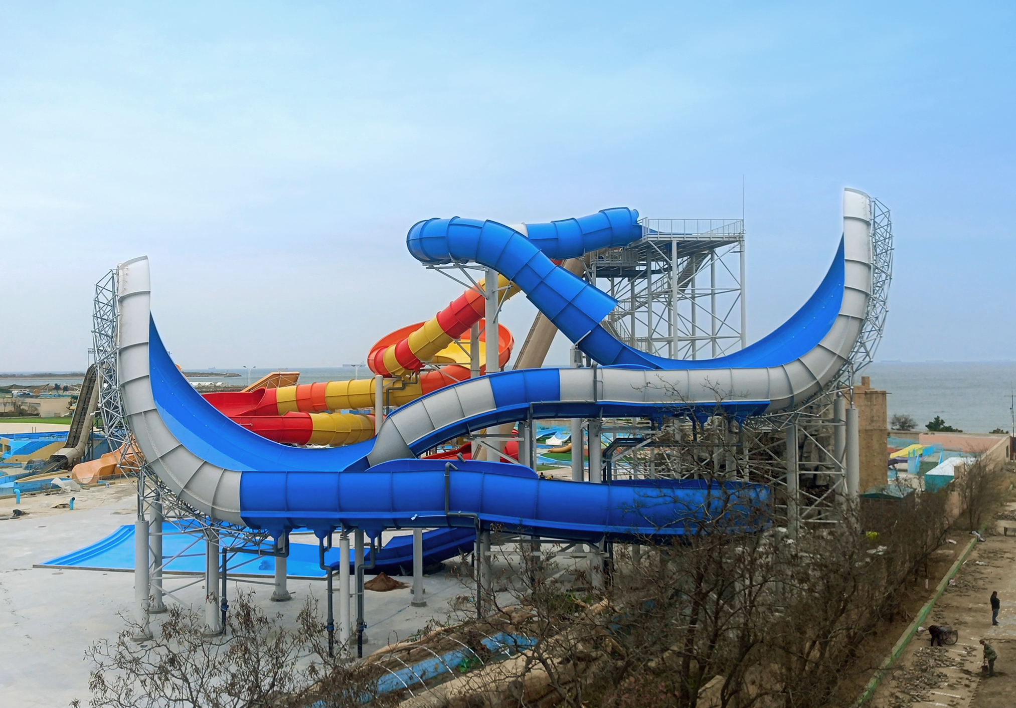 flying blue fox water slides